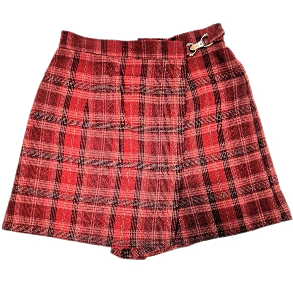 Hillard & Hanson | Skirts | Vintage 9s Hillary Hanson Red Plaid Wrap ...